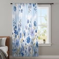 Blue Purple Floral Sheer Curtains 108" Extra Long for Living Room ...