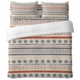 Boho Stripe Retro Ethnic Style Queen Size Bed Set,Indian Sketch Sun Art ...