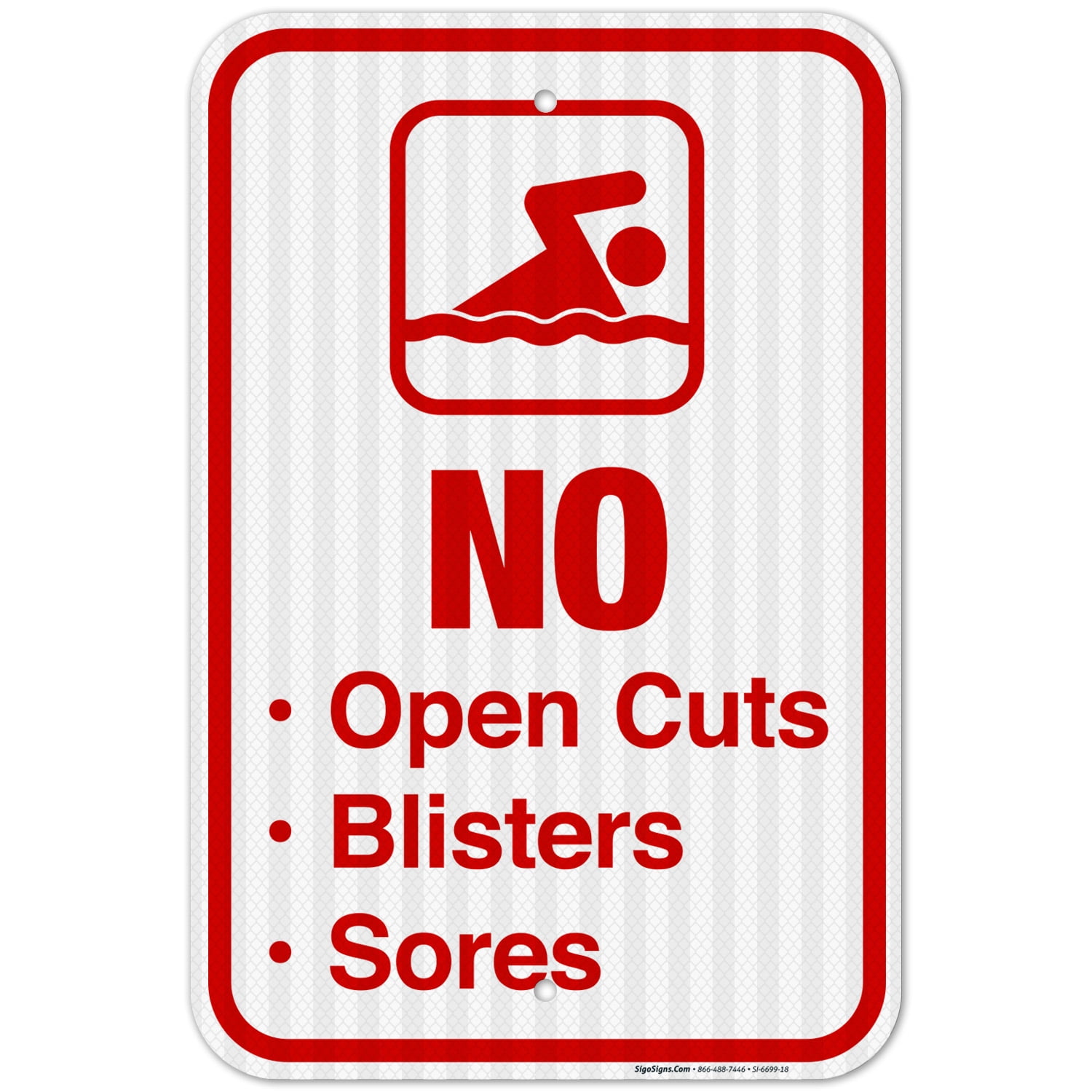 No Open Cuts Blisters Sores Sign, Pool Sign, - Walmart.com