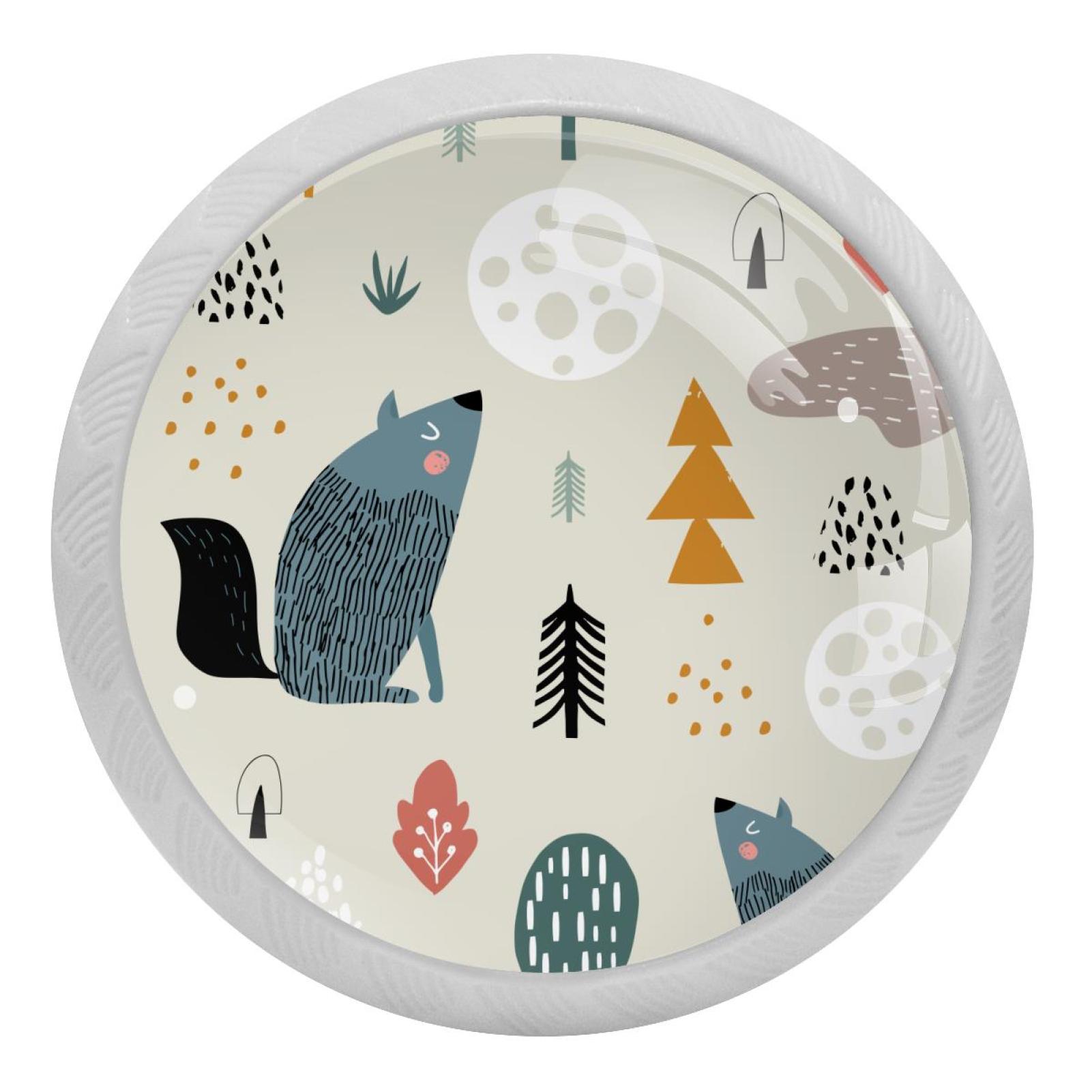 4PCS Round Wolf Cabinet Fluorescence Knob Glowing in the Dark Furniture ...