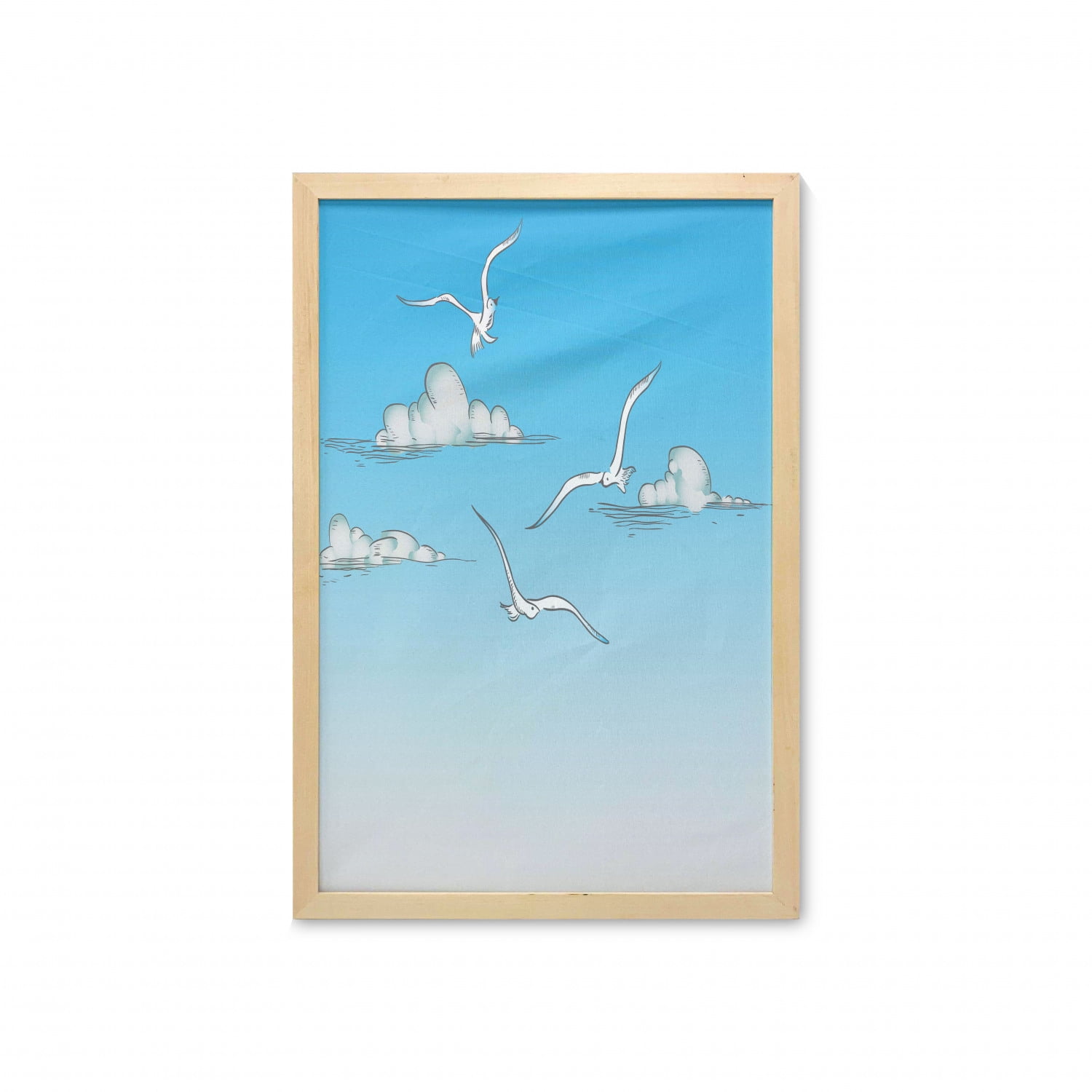 Seagulls Wall Art with Frame, Seagulls Flying in an Ombre Sky ...