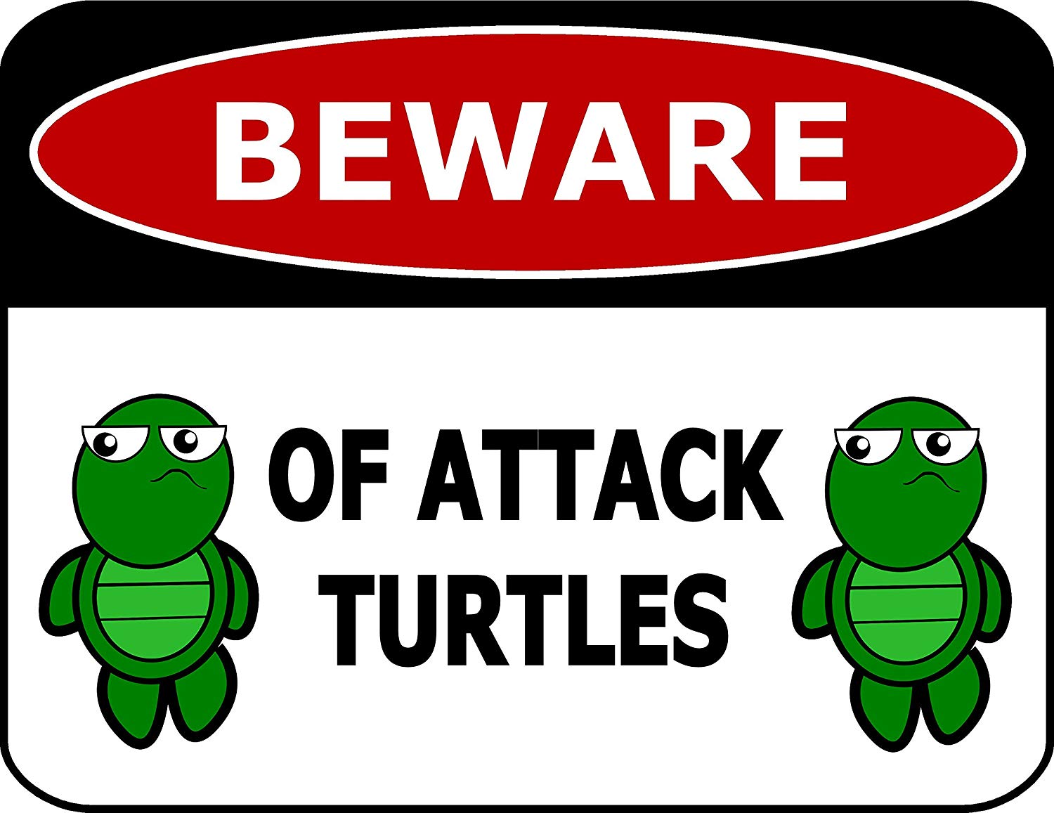 PCSCP Beware of Attack Turtles 11 inch by 9.5 inch Laminated Funny Sign ...