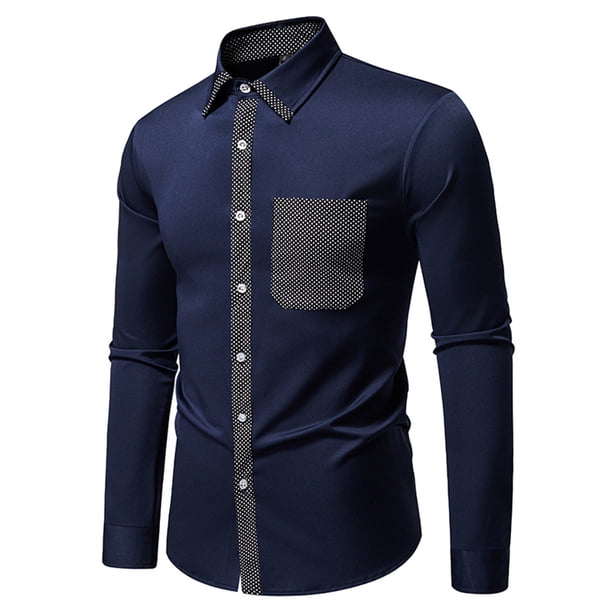 Seeotter Men's Casual Dress Shirt Long Sleeve Regular Fit Business ...