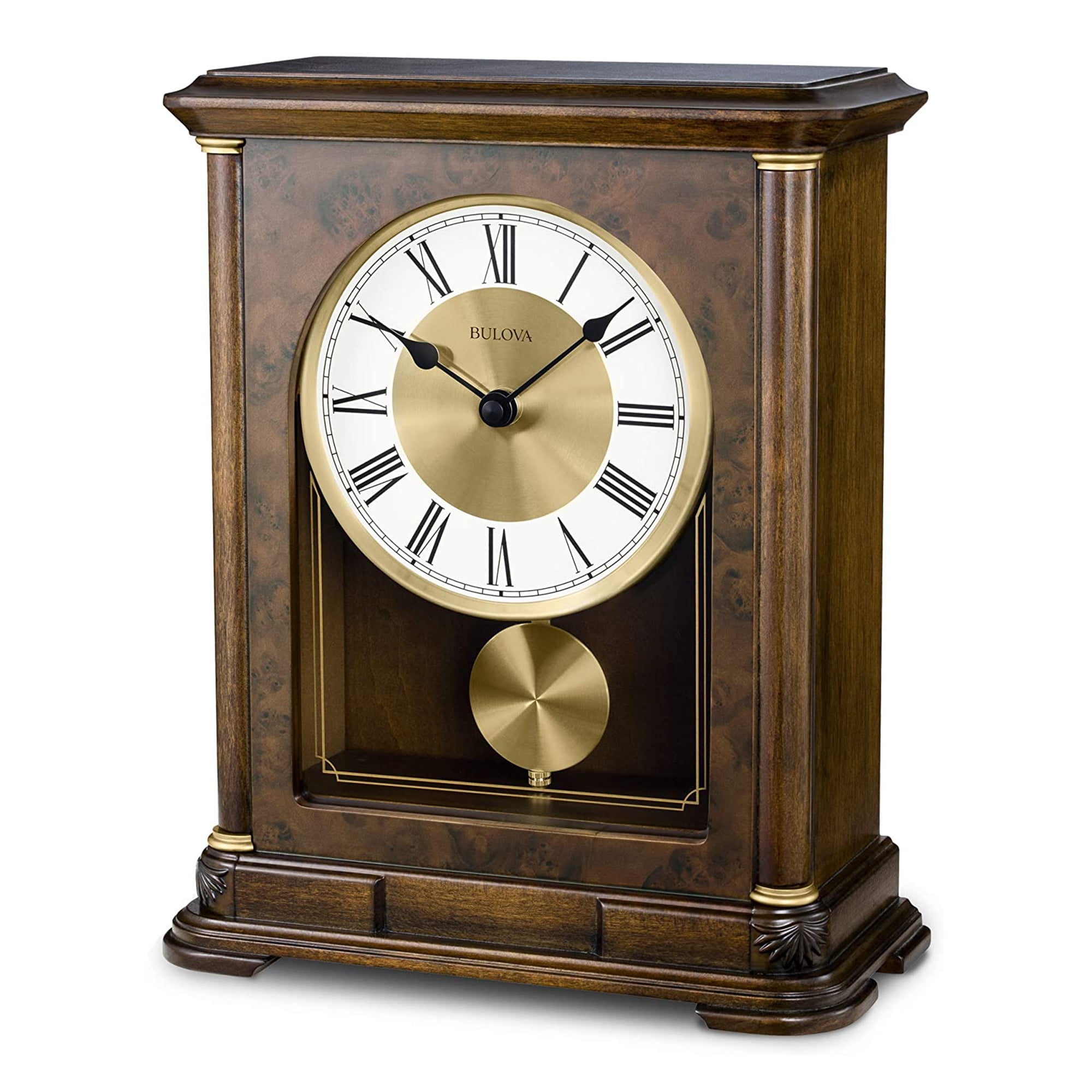 Bulova Clocks B1860 Vanderbilt Chiming Pendulum Wooden Table Clock ...