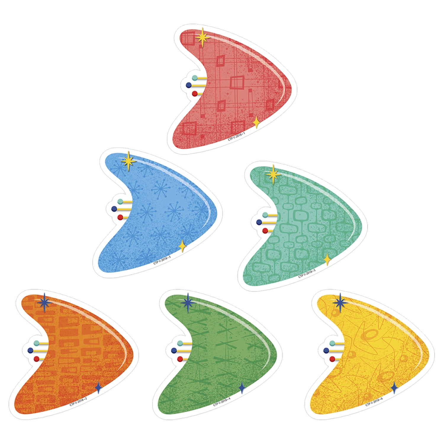 Creative Teaching Press Mid Century Mod Retro Boomerangs Cut-Out's, Set ...