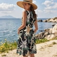 Binienty Beach Dress with Tropical Floral Pattern, Sleeveless Tiered ...