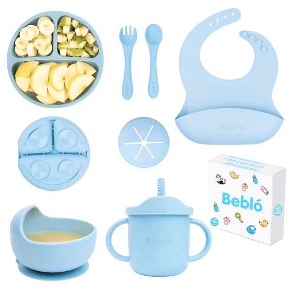Bebló Set de Alimentación Complementaria 7 Piezas - Babero, Cubiertos ...