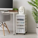 IRIS 5 Drawer Rolling Storage Cart with Organizer Top, White - Walmart.com