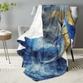 1pc Heavyweight 280gsm Flannel Blanket - Blue Golden Marlin Swordfish ...