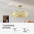 Gymax 30'' Caged Ceiling Fan With Light Crystal Lampshade 6 Light Bases ...