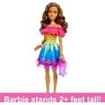Large Barbie Doll, 28 Inches Tall, Brown Hair and Rainbow Dress ...