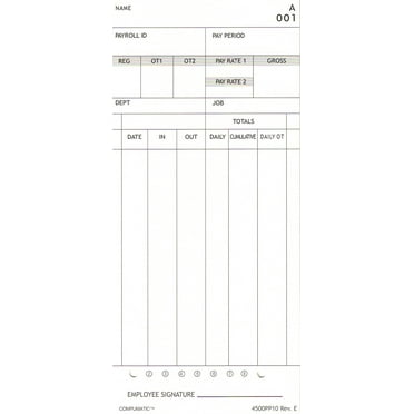 TOPS, TOP30041, Daily Time Sheet Form, 2 / Pack, White - Walmart.com