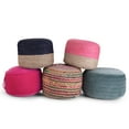 Margo Decorative Woven Pouf, Bohemian Accent, Multi Color Braided Jute ...