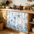 Blue Coastal Cabinet Curtains 35"W x 35"L, Summer Watercolor Starfish ...