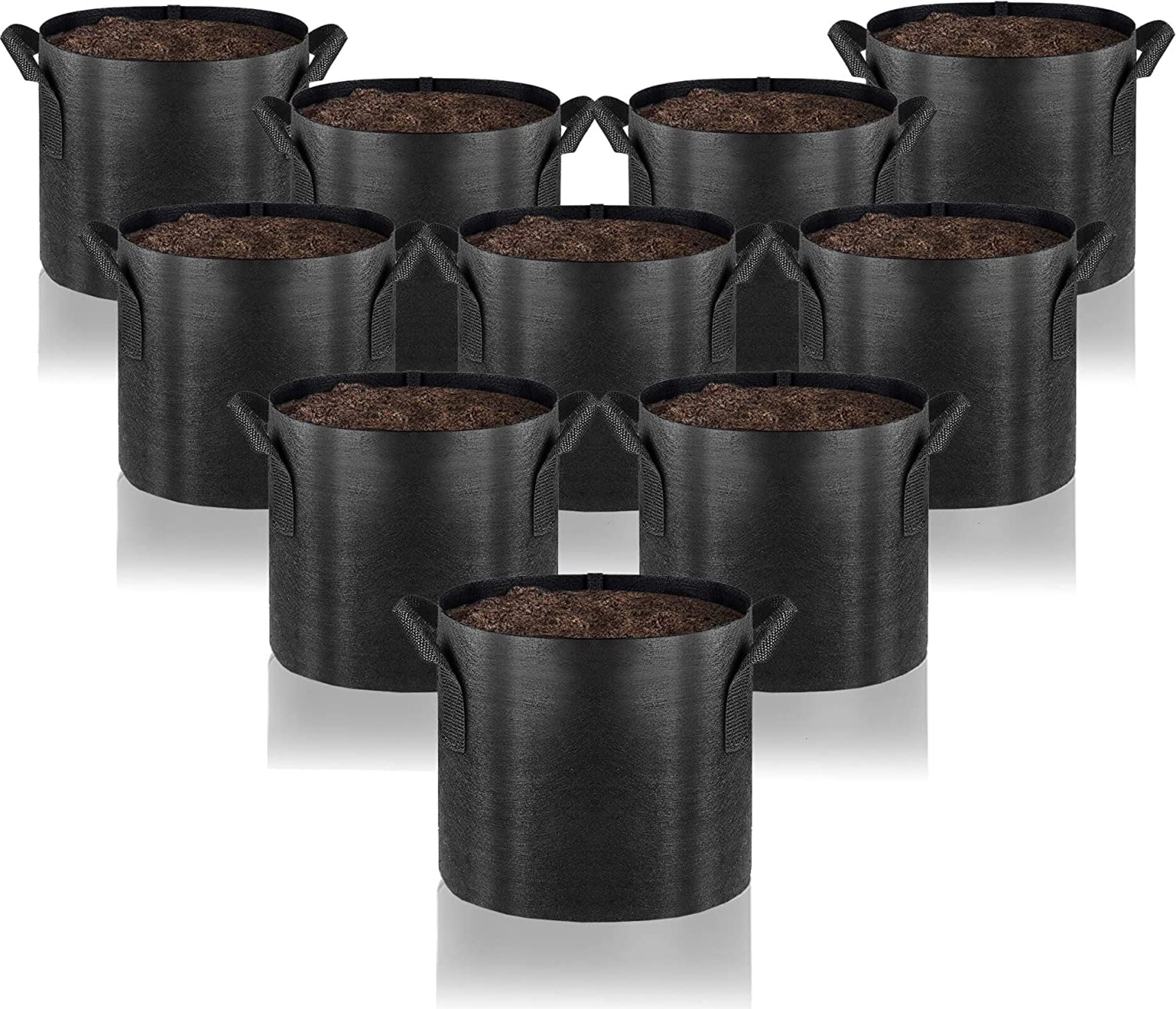 Gardenera Fabric Pots for Plants - 10-Pack 15 Gallon Grow Bags with ...