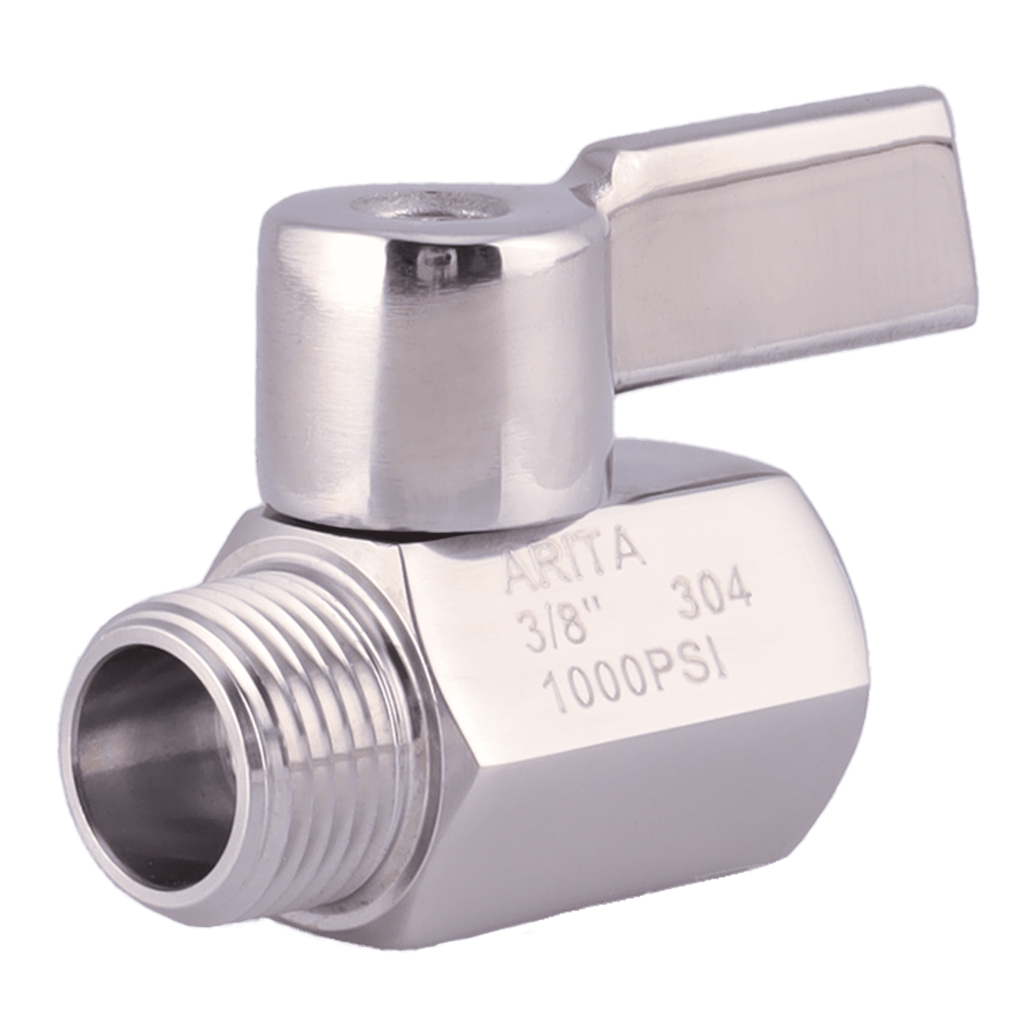 ARITA Mini Ball Valve 1000PSI WOG, Stainless Steel Handle Size: 3/8 ...