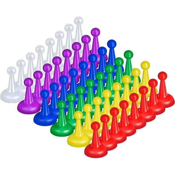 48 Pieces 1 Inch Multi-Color Pawns Game Pieces Pawns Multicolor Plastic ...