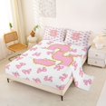 Manfei Kawaii Bowtie Bed Sheets,Lovely Initial S Full Size Sheets,Pink ...