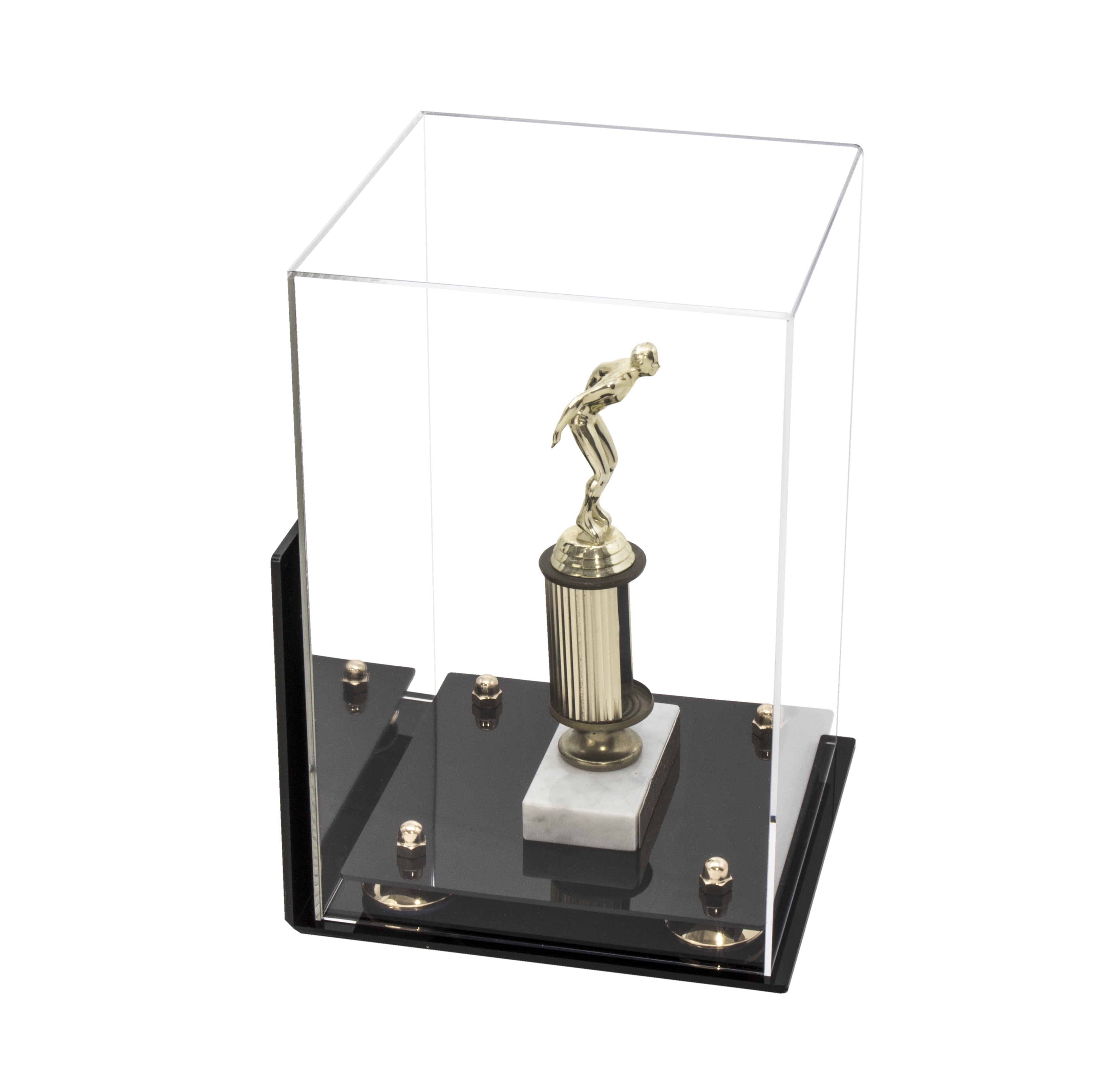 Versatile Deluxe Acrylic Display Case - Medium Rectangle Box with Gold ...