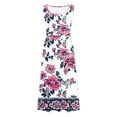 Pounoo Casual Dresses for Women Sleeveless Floral Print Midi Dress with ...