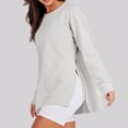 Aellinatey Round neck pullover side zipper casual loose long sleeve ...