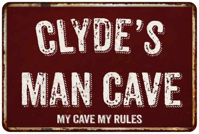 CLYDE'S Man Cave Red Grunge Sign 12 x 18 Matt Finish Metal Sign ...