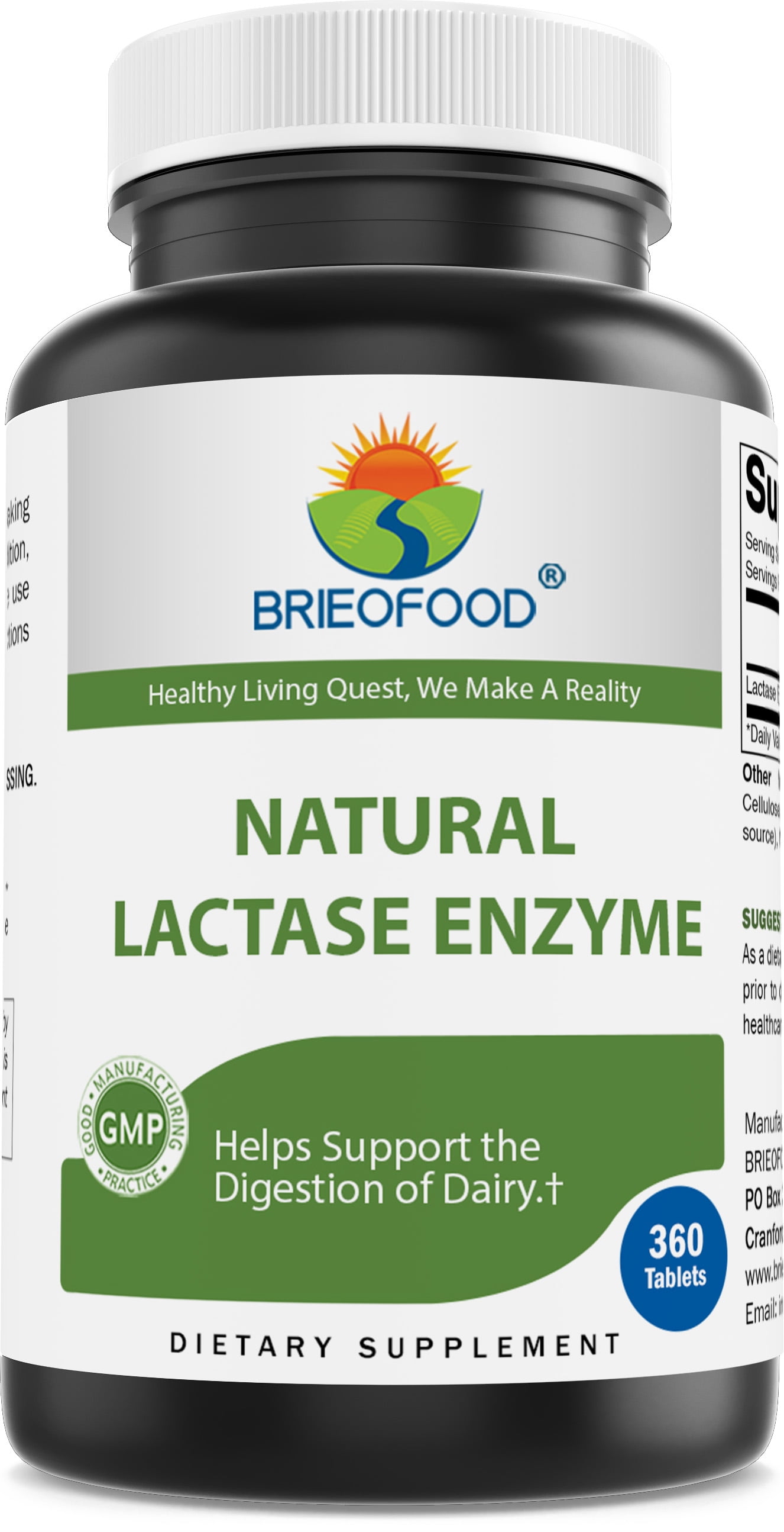 Brieofood Lactase Enzyme Pills - 3000 FCC ALU - 360 Tablets - Walmart.com