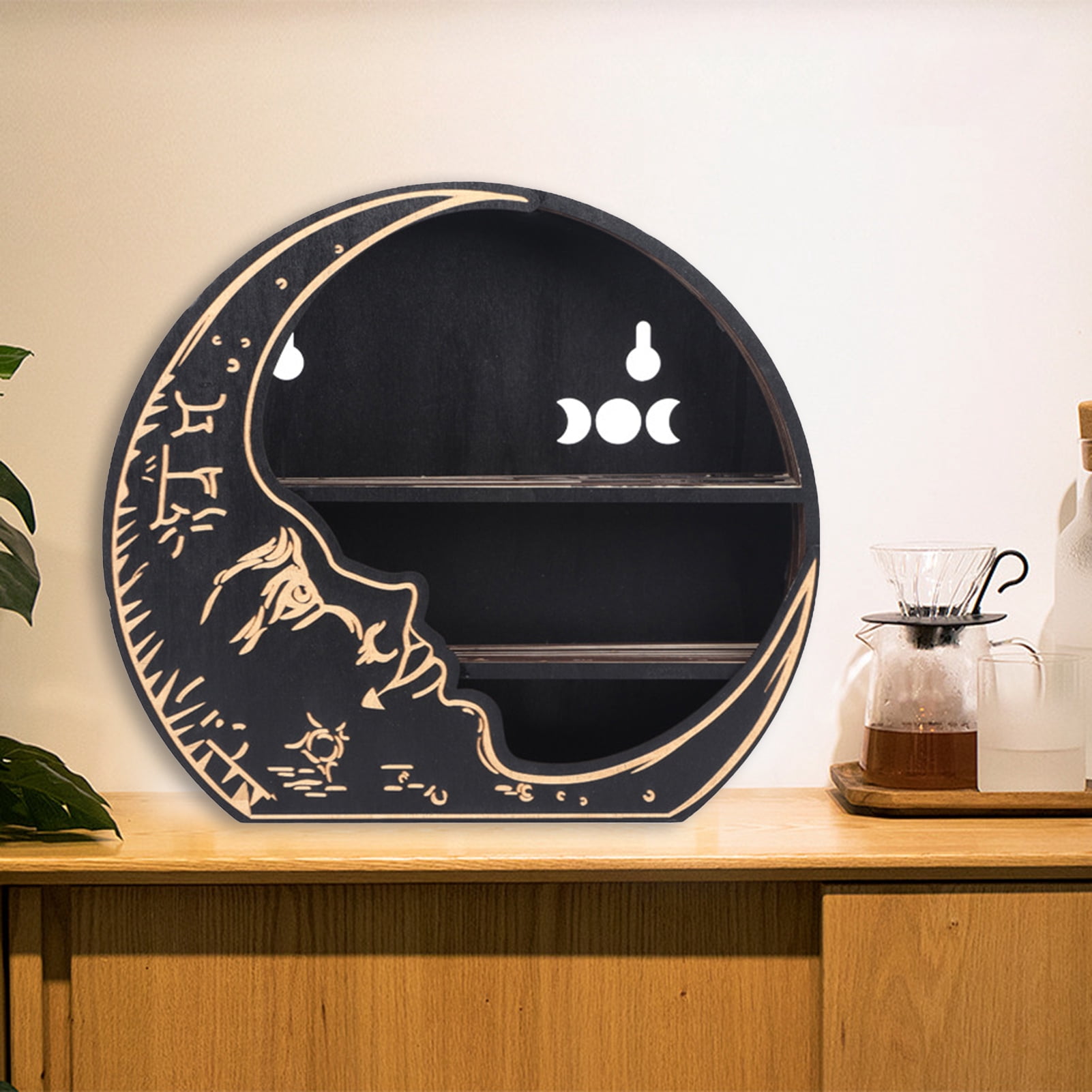 Moon Shelf for Crystals - 3 Layers Crystal Storage & Wall Hanging ...