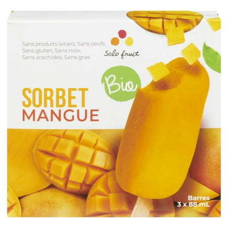 Solo Fruit Organic Mango Sorbet Bar, Volume 264ml-3x88ml - Walmart.ca