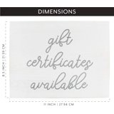 Darware Gift Certificates Available Sign, Wood Decorative Retail Store ...