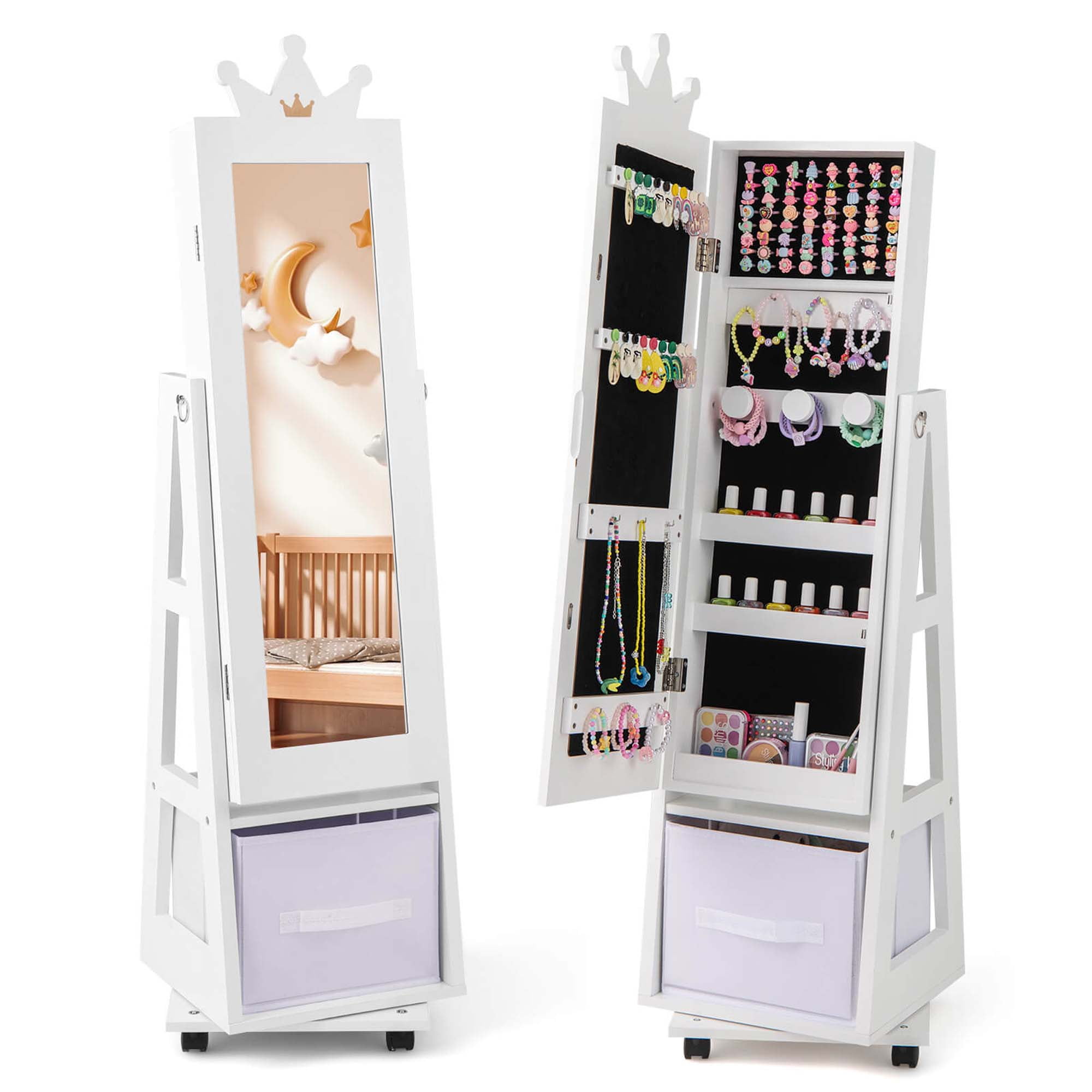 Click here for Costway Kids Jewelry Cabinet With Full-Length Mirr... prices