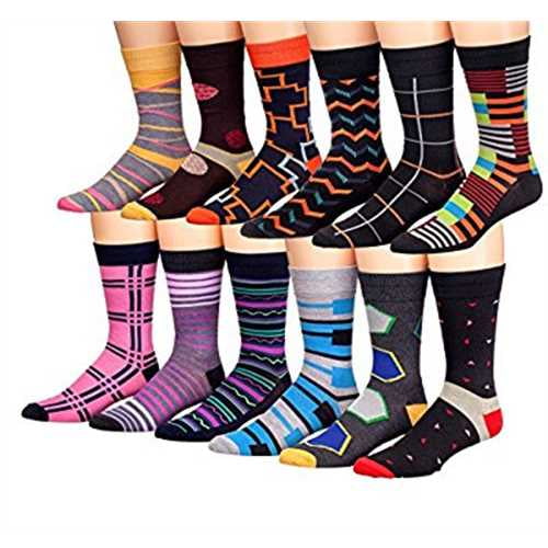 James Fiallo Mens 12-Pairs Funny Funky Crazy Novelty Colorful Patterned ...