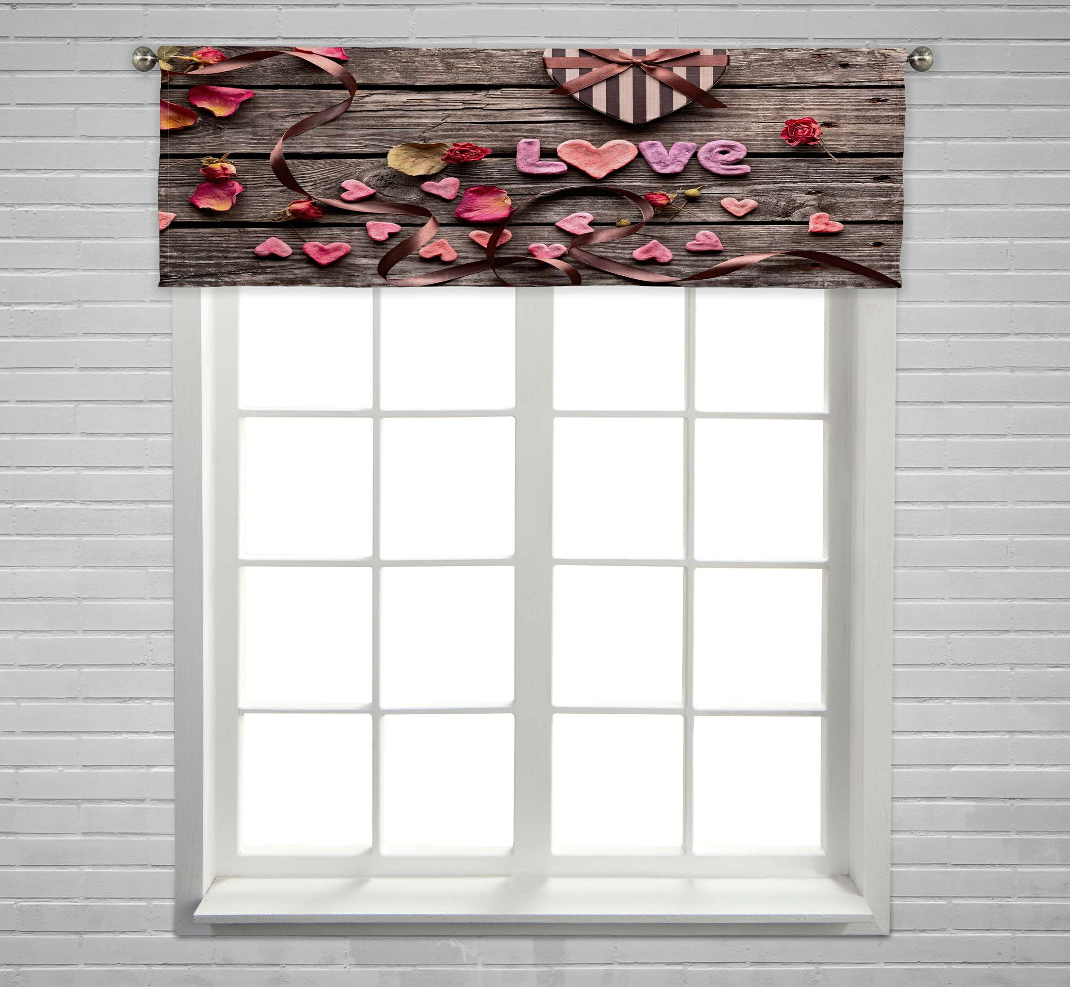ECZJNT Love Heart shaped Valentines Day gift box ribbon Window Curtain ...