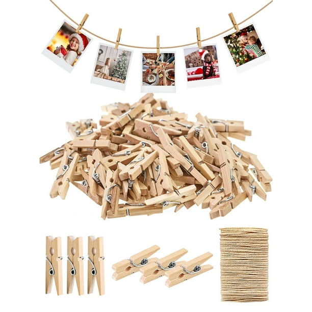 Sturdy Mini Clothes Pins for Photo, 150 Pcs 1 Inch Natural Wooden ...