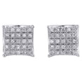 10K White Gold Pave Set Diamond 4 Prong 3D Square Studs Mini Earrings 0 ...