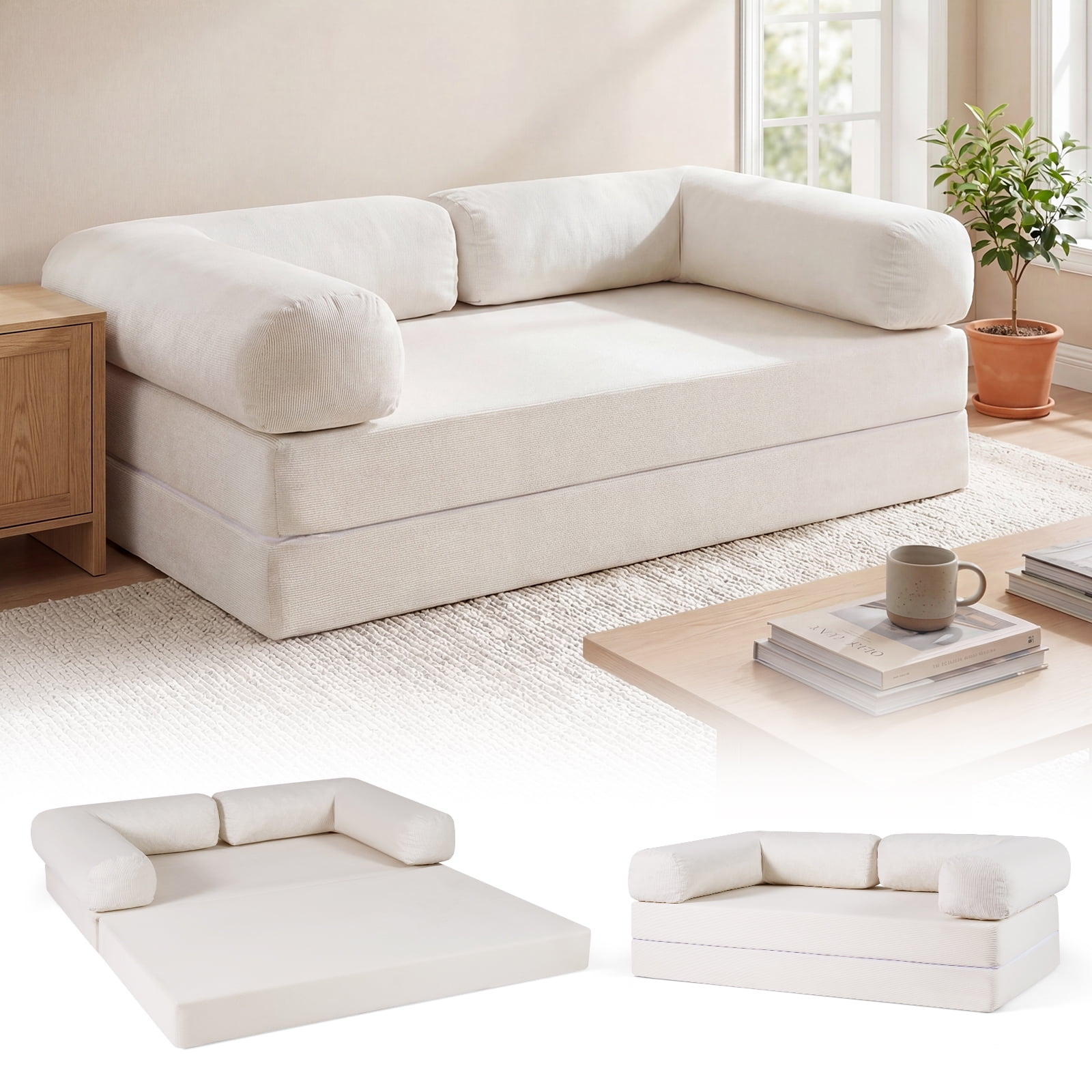 Click here for Gymax Folding Sofa Bed W/Comfy Corduroy Cover L-Sh... prices