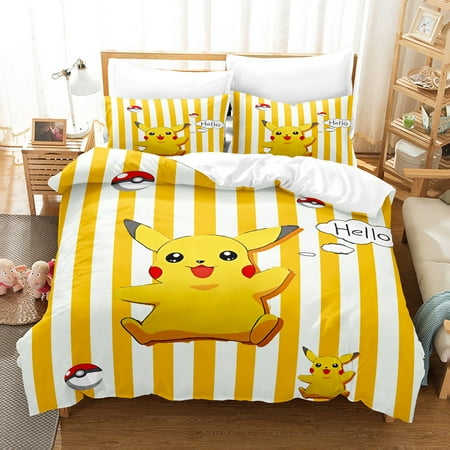 HD Anime Digimon 3D Digital Printing Three-piece Quilt Cover Printing ...