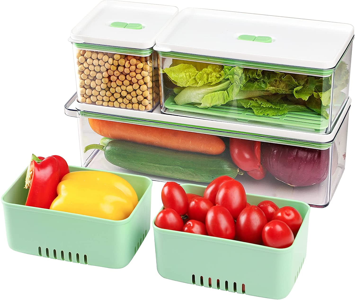 Produce Saver, Beeptrum Stackable Food Storage Containers with Vented ...
