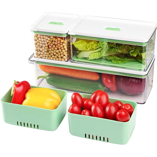 Produce Saver, Beeptrum Stackable Food Storage Containers with Vented ...