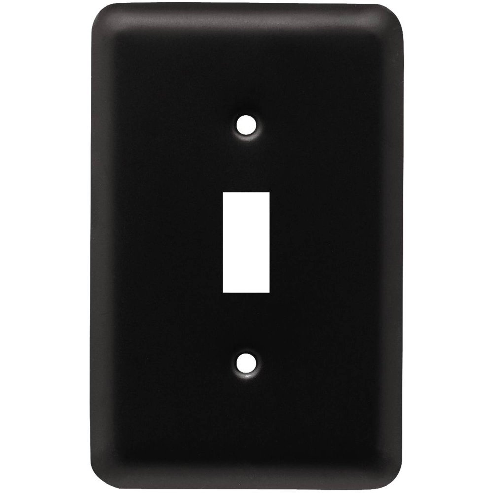 Franklin Brass Stamped Round Single Switch Wall Plate in Flat Black ...