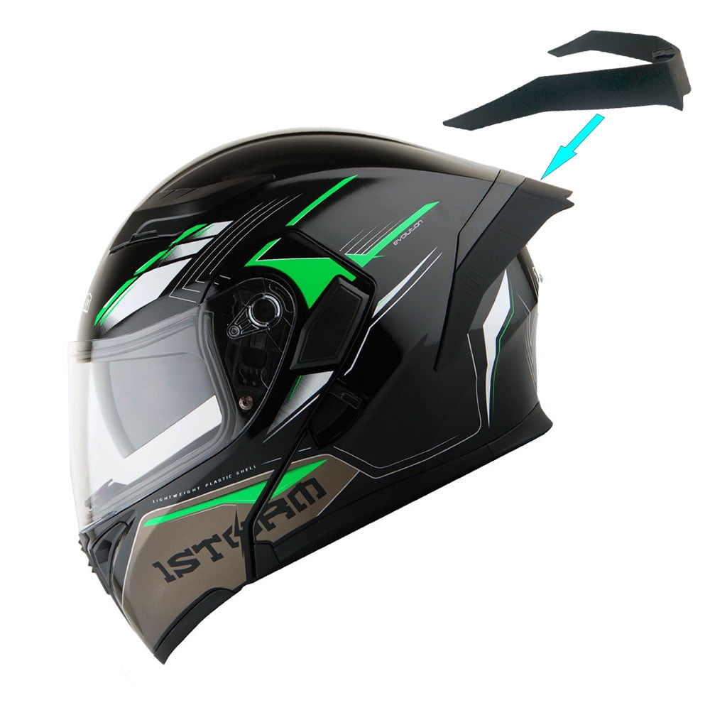 1Storm Motorcycle Modular Full Face Flip up Dual Visor Helmet + Spoiler ...