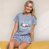 Peanuts Womens' Snoopy I Like Naps Character 2 Piece Short-Sleeve Sleep Shirt Pajama Short Set ...