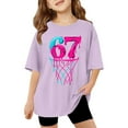 Afdoent Girls Short Sleeve T Shirt Summer Cute Cartoon 67 Funny Number ...