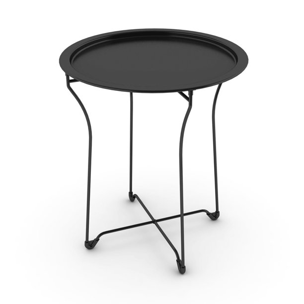Atlantic 18" Metal Folding Snack, Side Table or TV Tray, Black ...