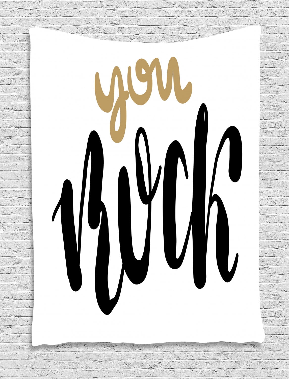 You Rock Tapestry, Cursive Typography Lettering Inspirational Motto in ...
