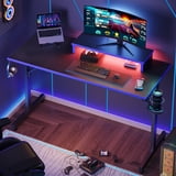 Bestier 42" Gaming Desk PC Computer Table with LED Lights & Monitor ...