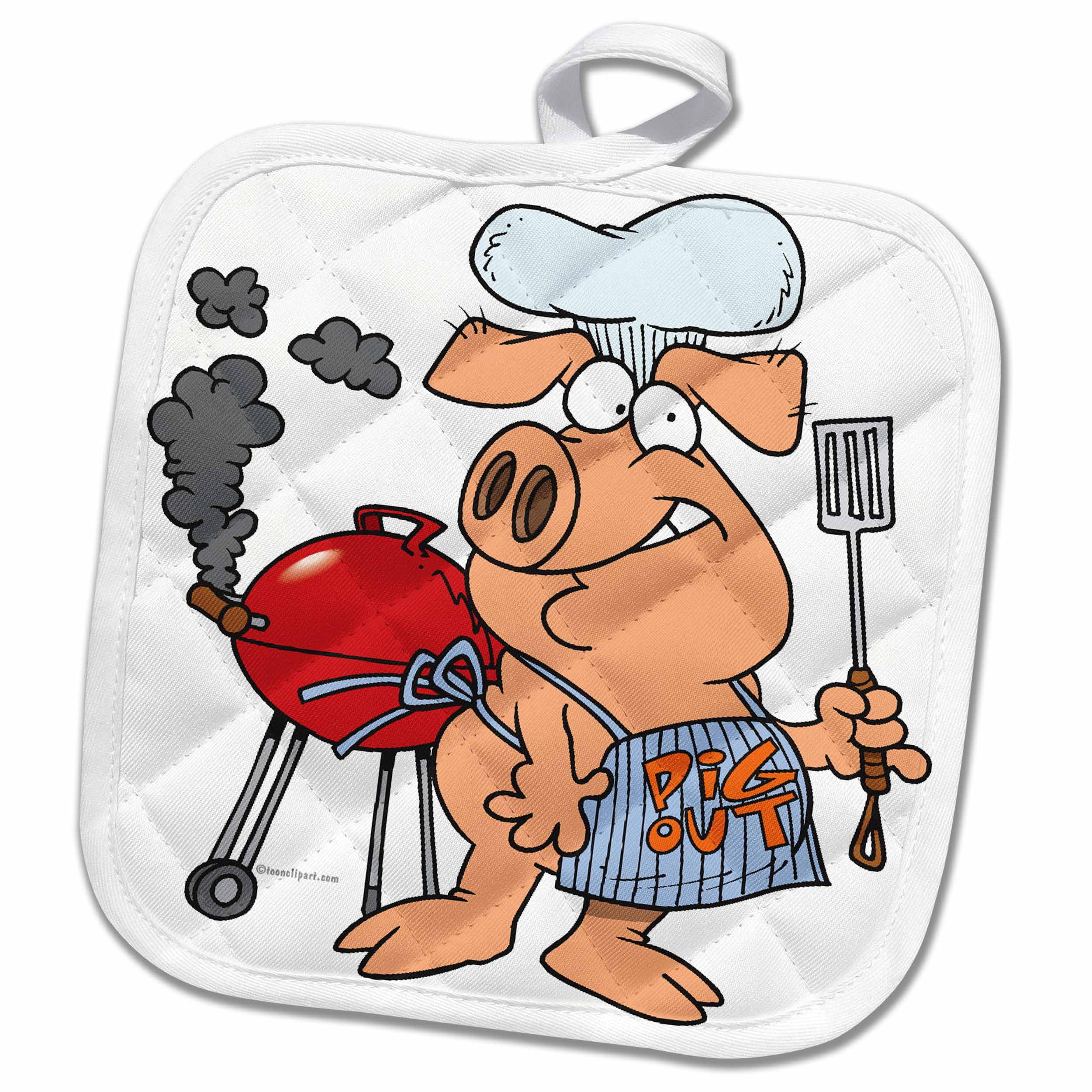 3dRose Funny Pig out Bbq Barbecue Piggy Pig - Pot Holder, 8 by 8-inch ...
