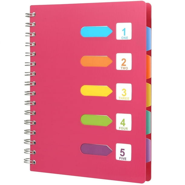 5 Subject Spiral Notebook with Divider Tabs, A5 Wide Ruled 5.7" × 8.5 ...