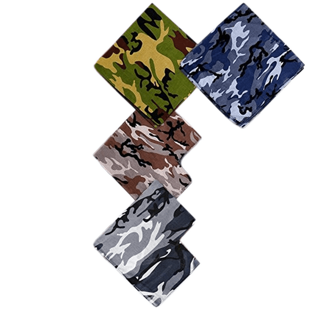 4-12 Pack camouflage Double Sided Bandana 100% COTTON Handkerchief Head ...