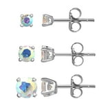 Sterling Silver Ab Cubic Zirconia Graduated Stud Set, 3 Pair - Walmart.com